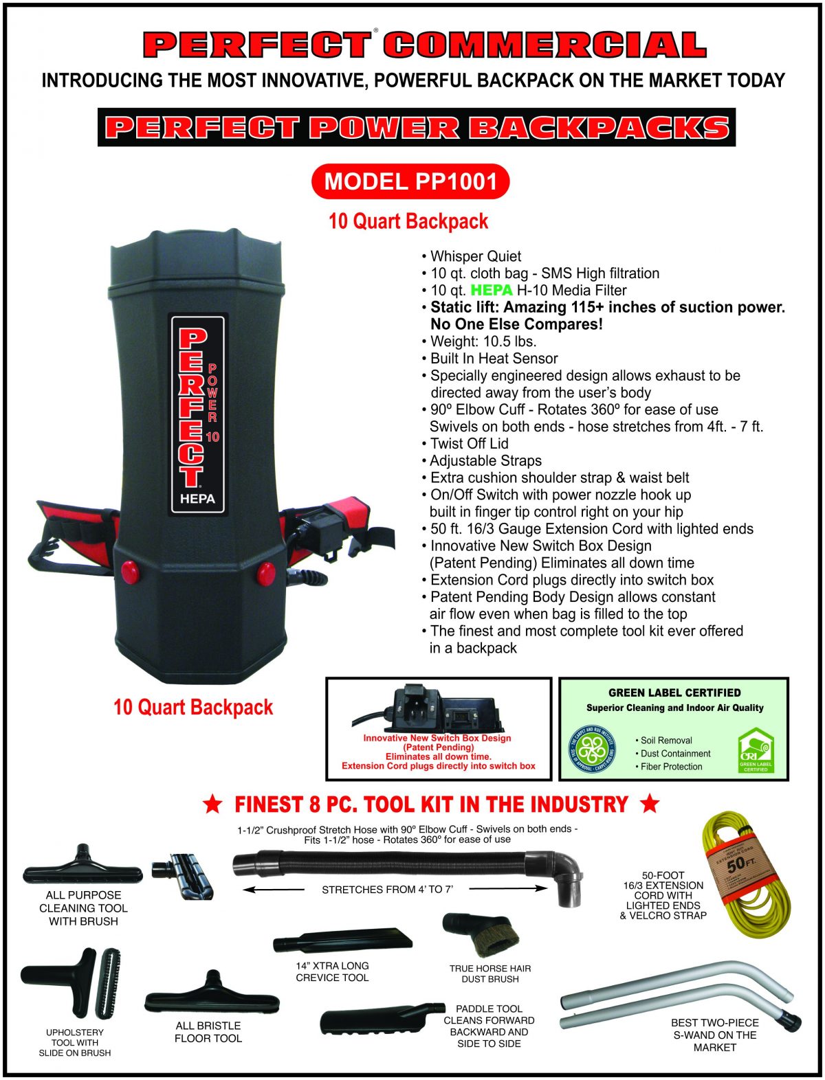 Perfect HEPA 10 Quart BackPack Vacuum - Discount Vacs